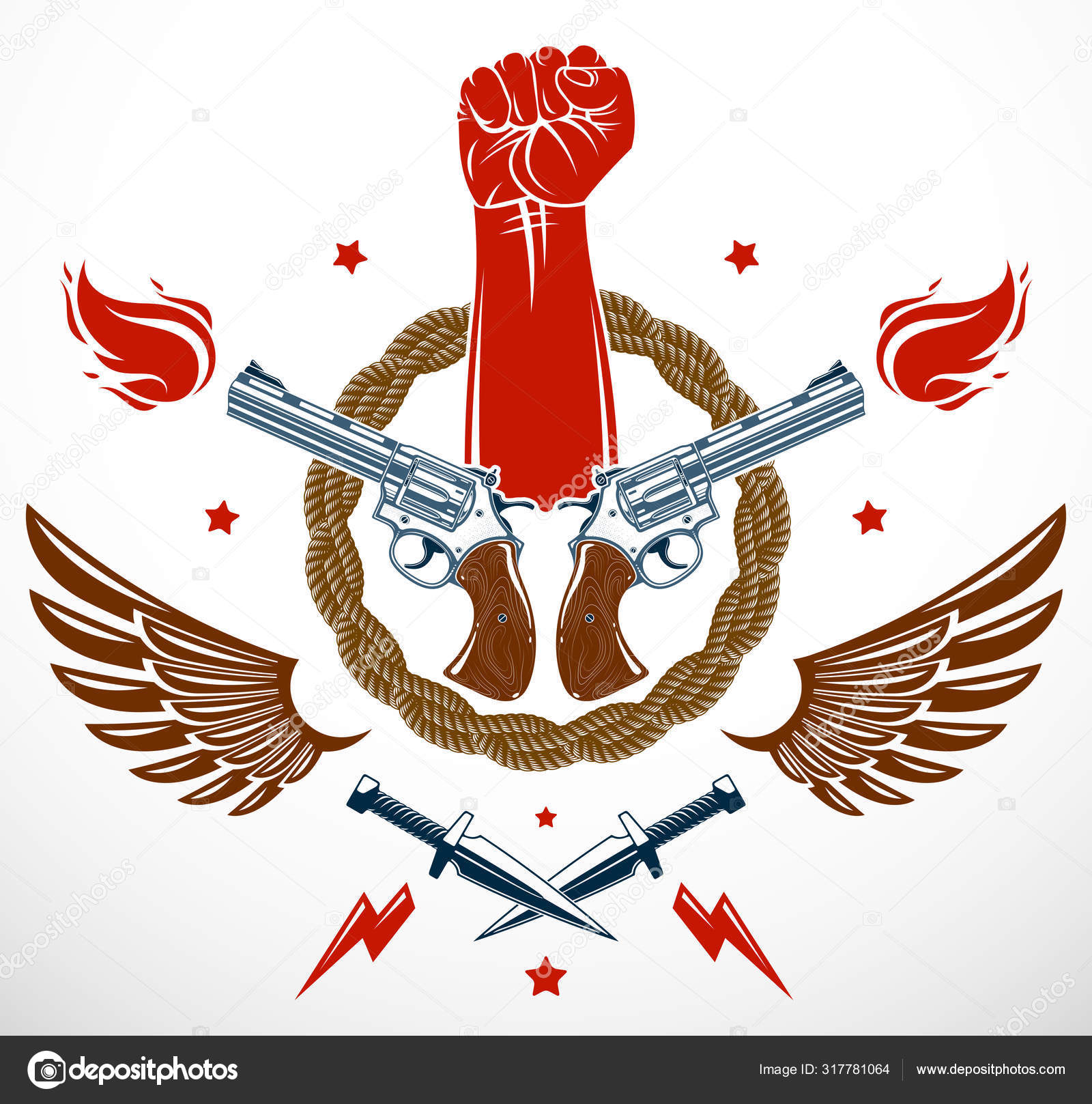 Revolution and Riot aggressive emblem or logo with strong clench Stock ...