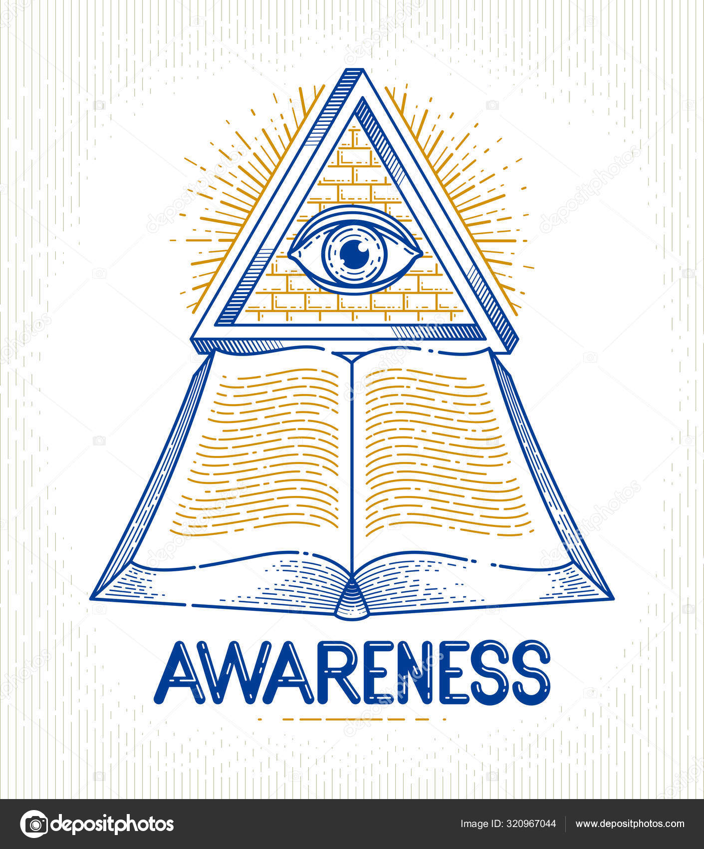 Secret knowledge vintage open book with all seeing eye of god in Stock ...