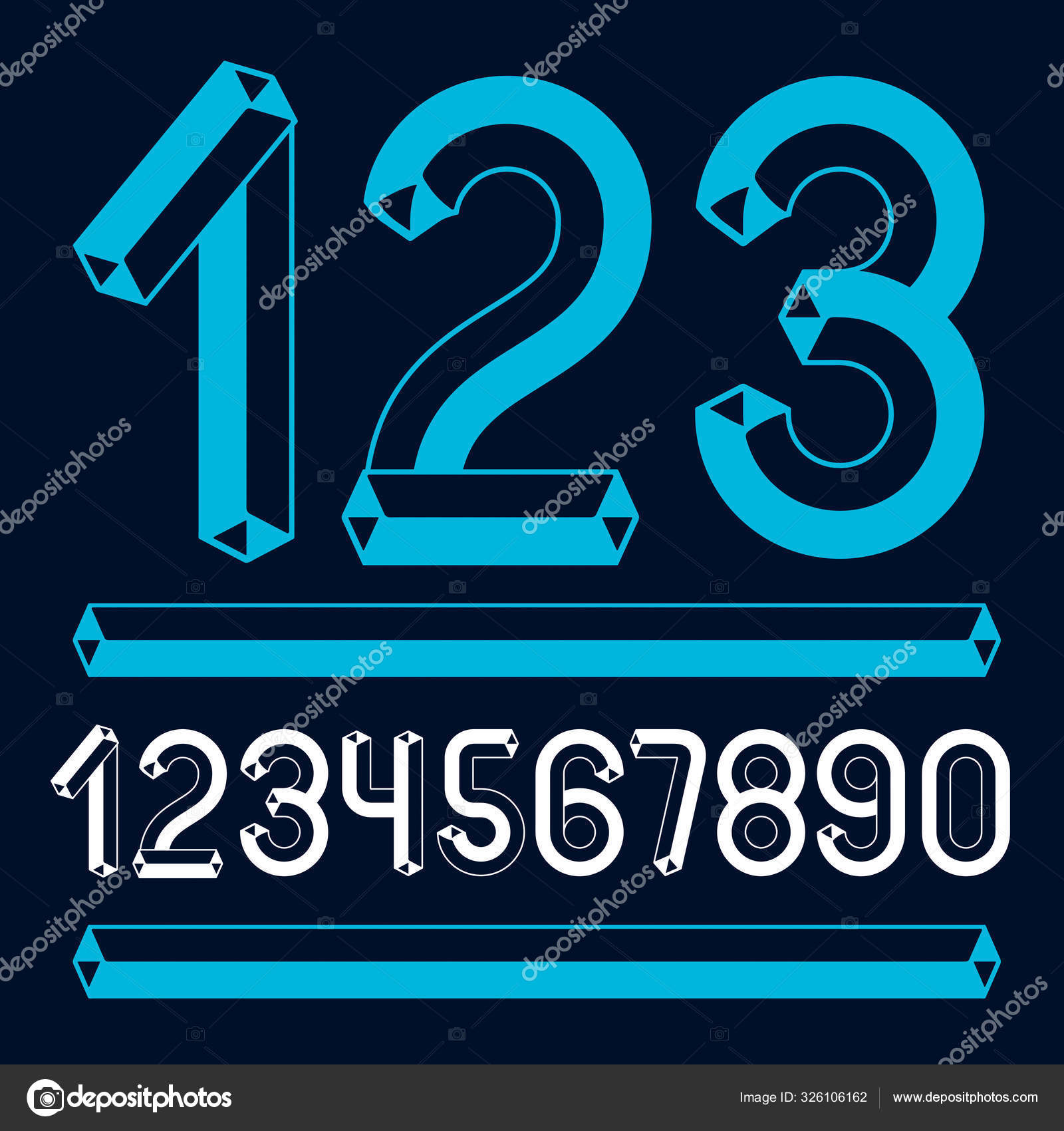 Angka Vektor Trendy Vintage Koleksi Angka Nomor Retro Dari Sampai ...