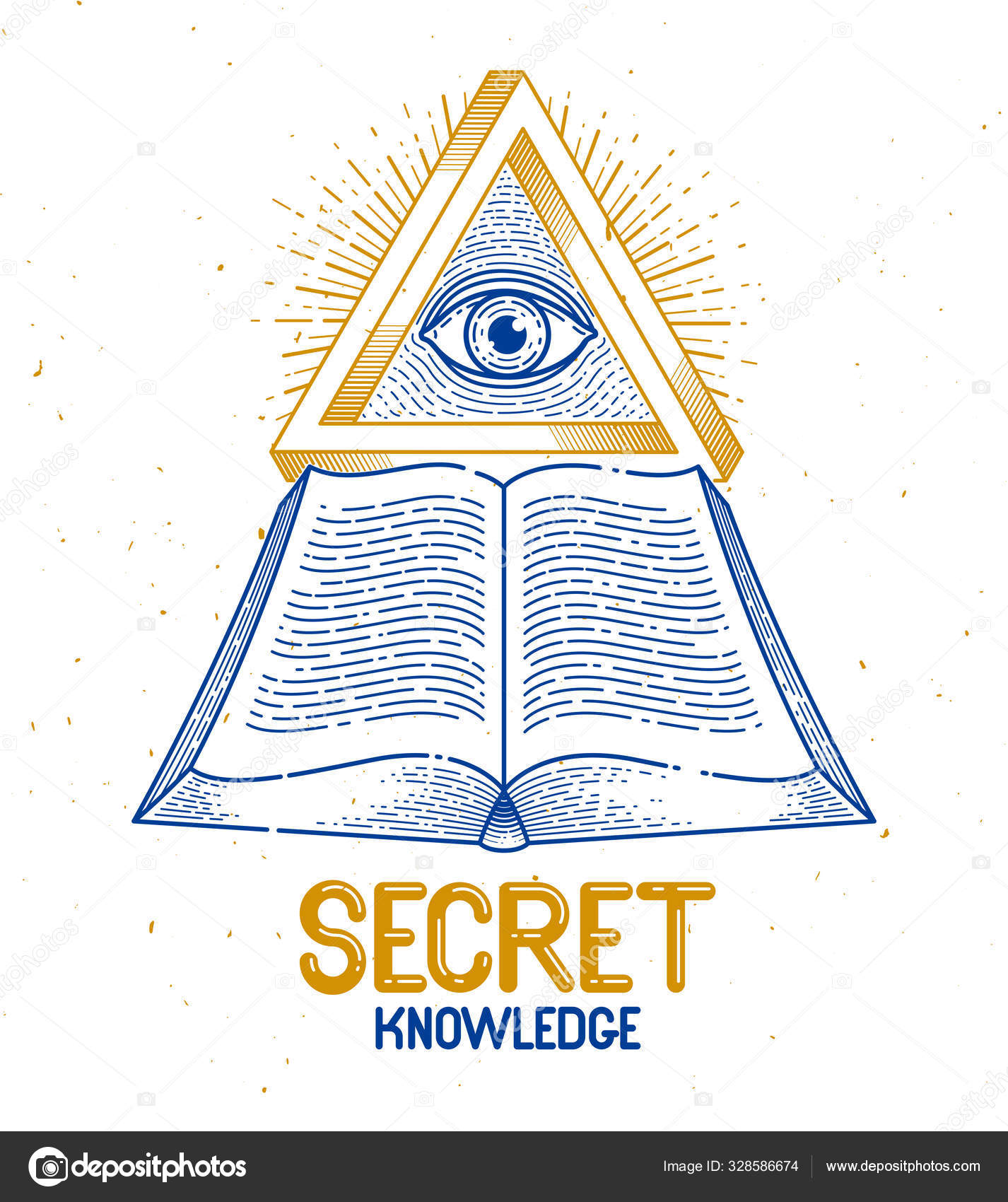 Secret knowledge vintage open book with all seeing eye of god in Stock ...