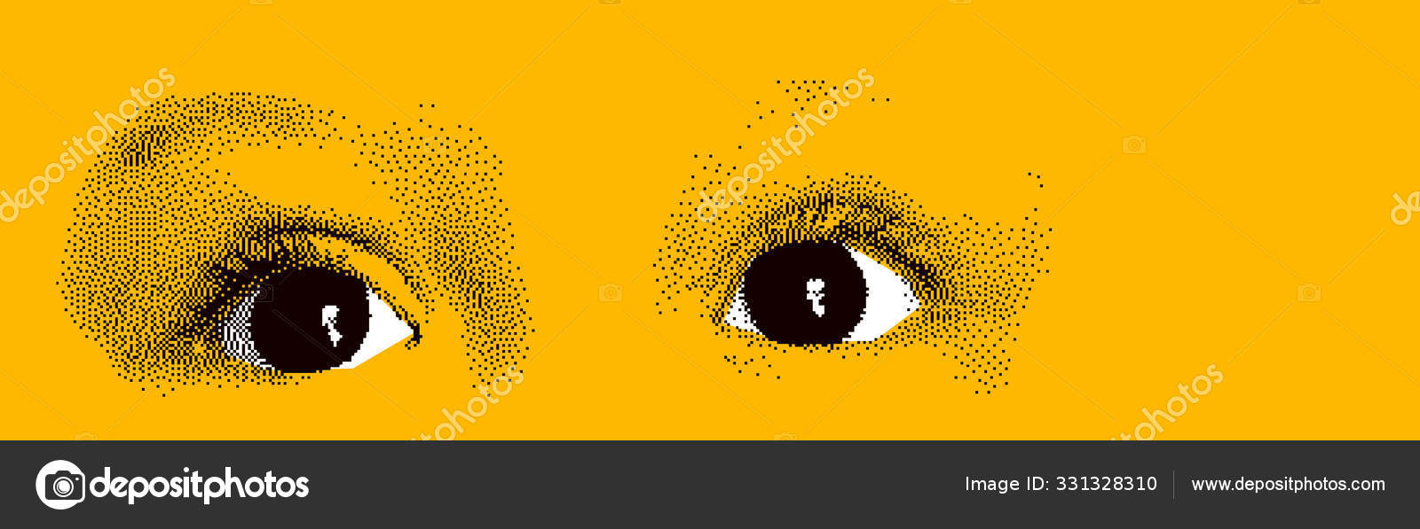 Looking Eyes Bit Dotted Design Style Vector Abstraction Human Face ...