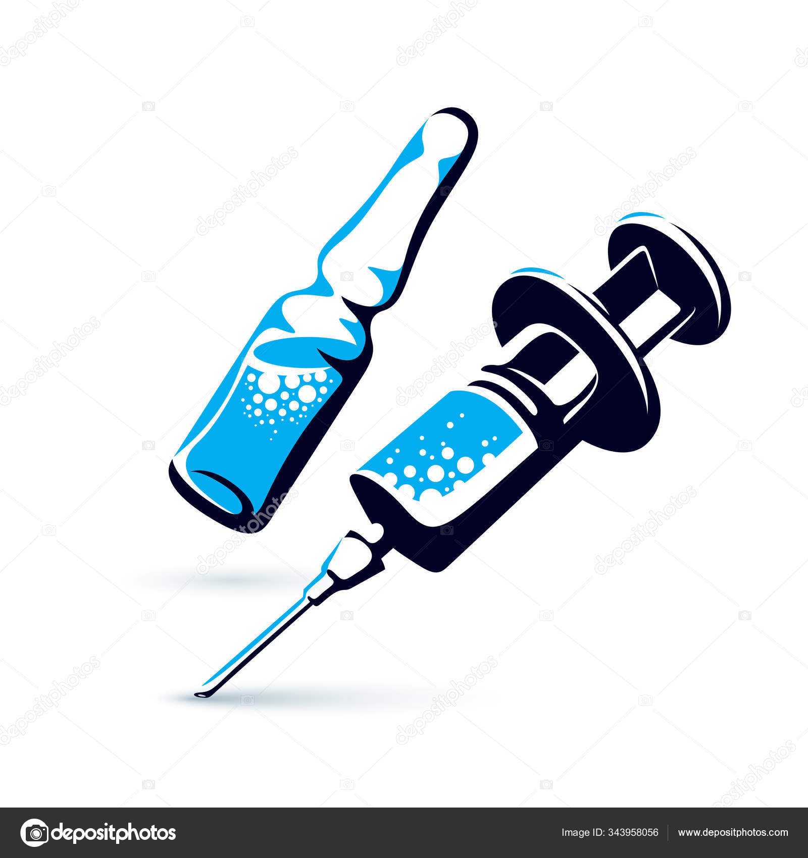 Vector Graphic Illustration Plastic Disposable Syringe Medical ...