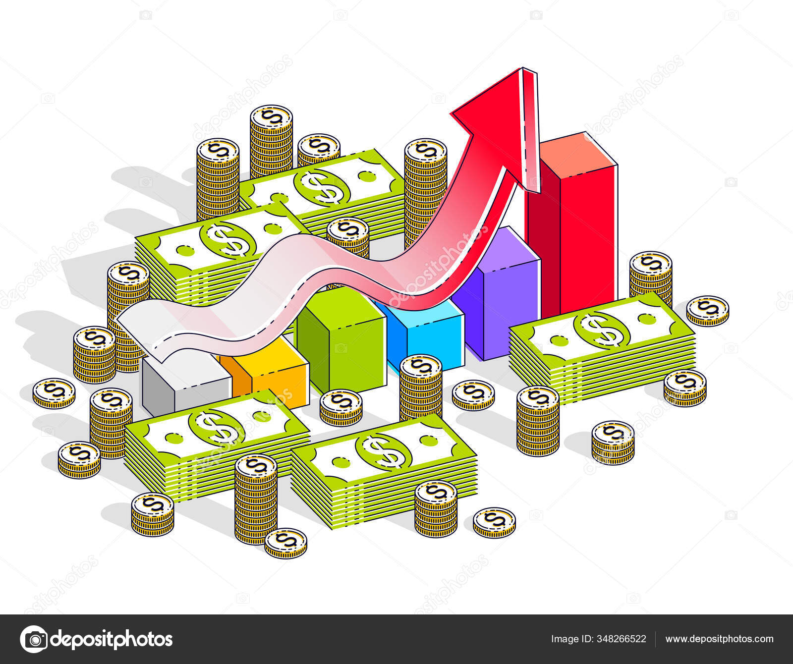 Éxito Concepto Aumento Ingresos Las Estadísticas Del Gráfico ...