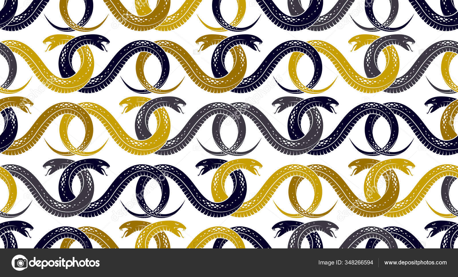 Snakes Seamless Background Vector Dangerous Venom Serpents Pattern ...