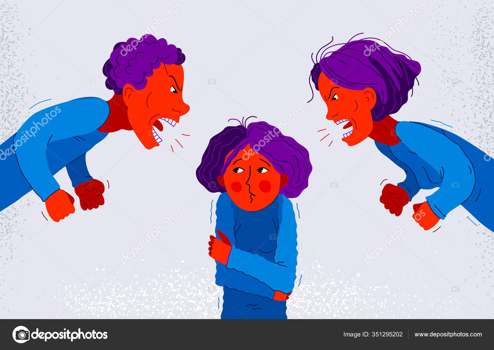 Parents Abusers Screams Shout Scared Little Girl Daughter Abusive ...