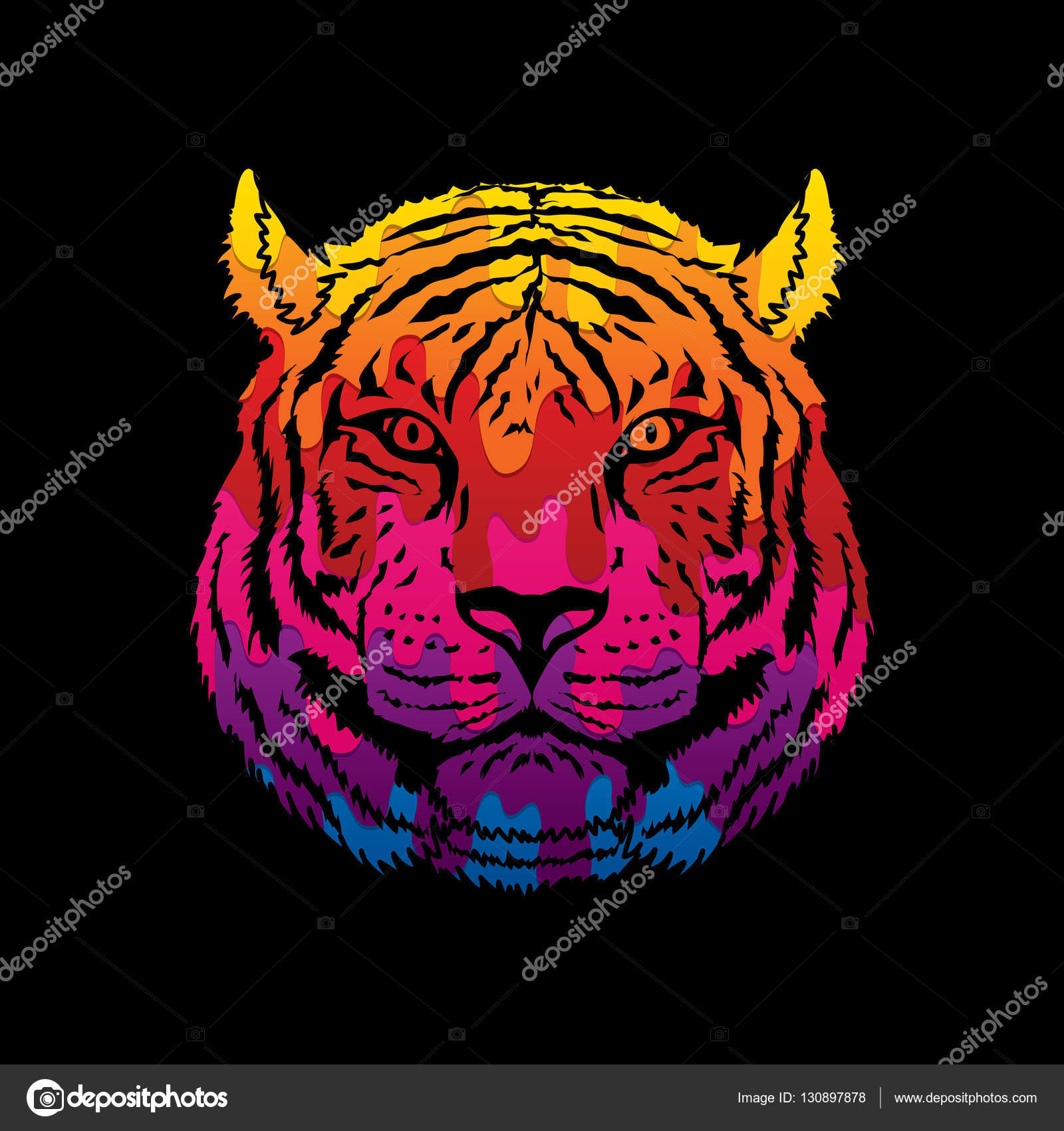 Tiger Face front view Stock Vector by ©sila5775 130897878