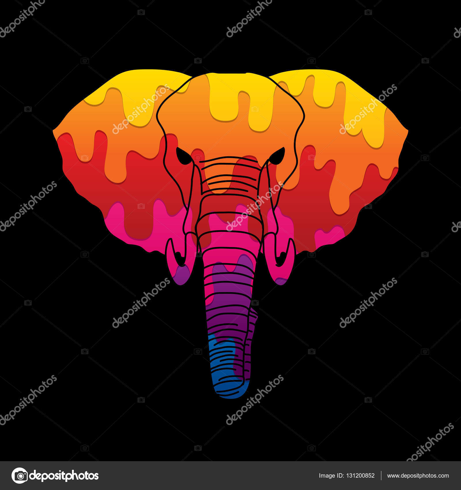 Angry Elephant Head front view — Stock Vector © sila5775 #131200852