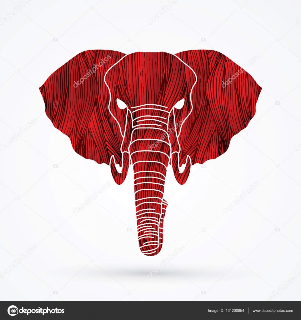 Angry Elephant Head front view Stock Vector by ©sila5775 131200854