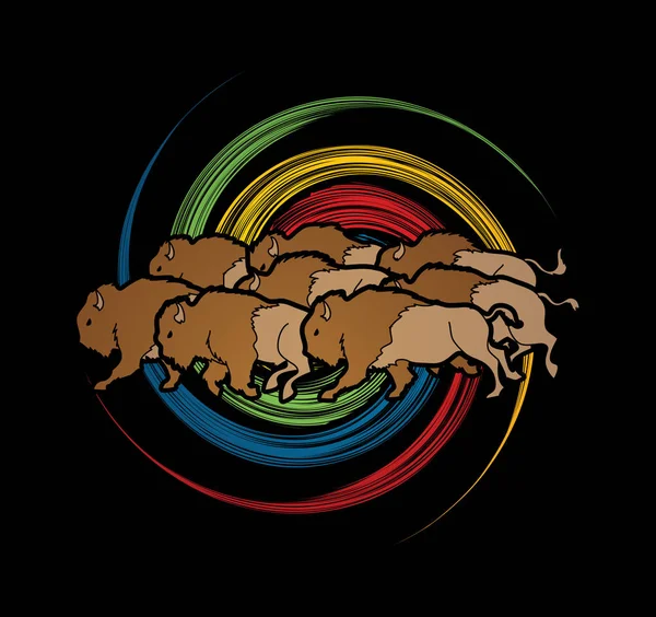 Group of buffalo running Stock Vector by ©sila5775 133035784