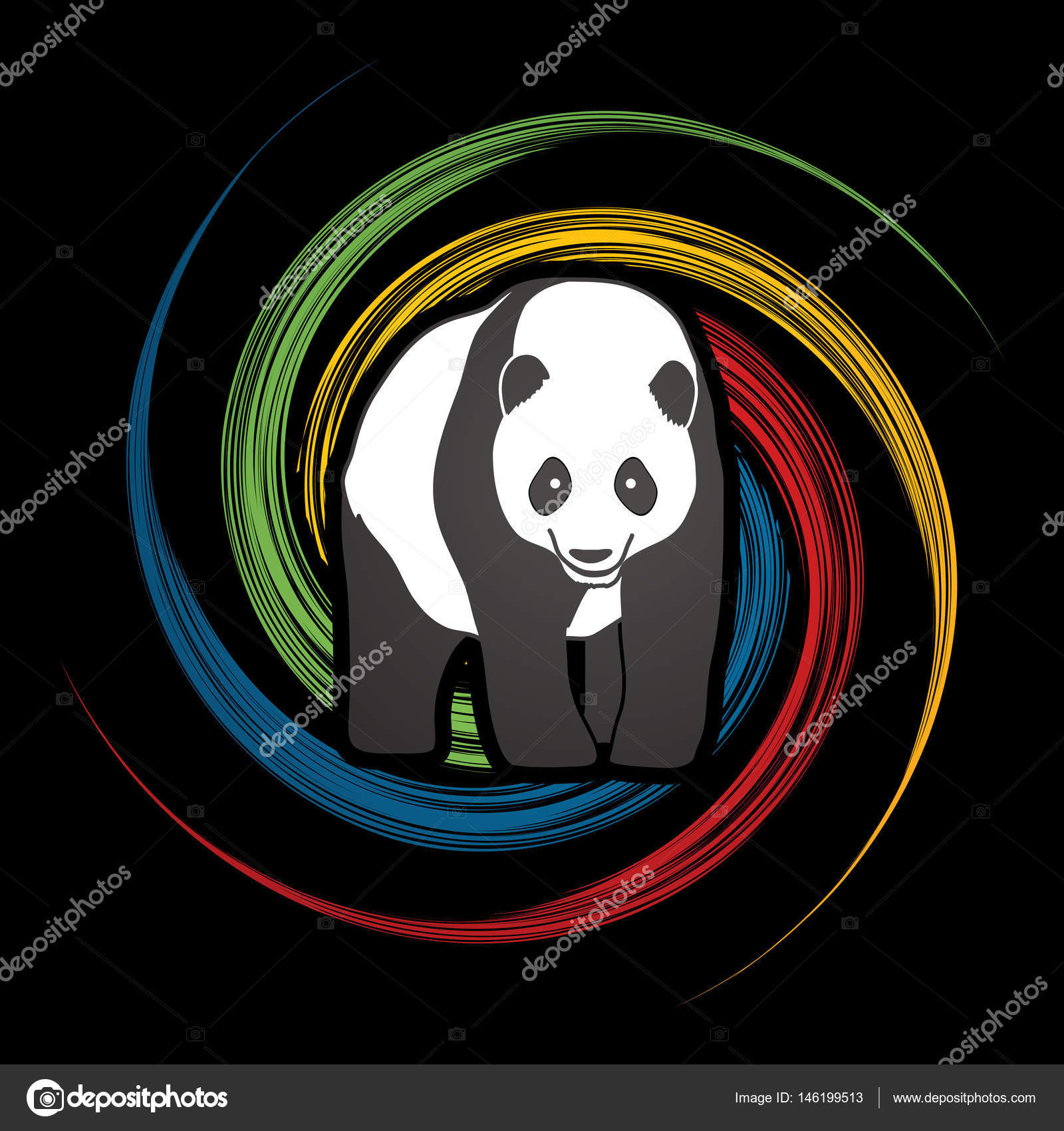 Panda standing illustration graphic vector. Stock Vector Image by ...