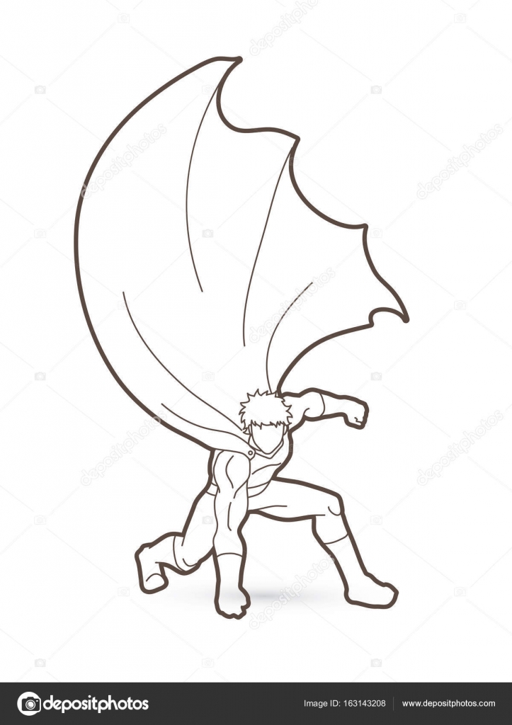 Super Hero Landing Pose Coloring Pages