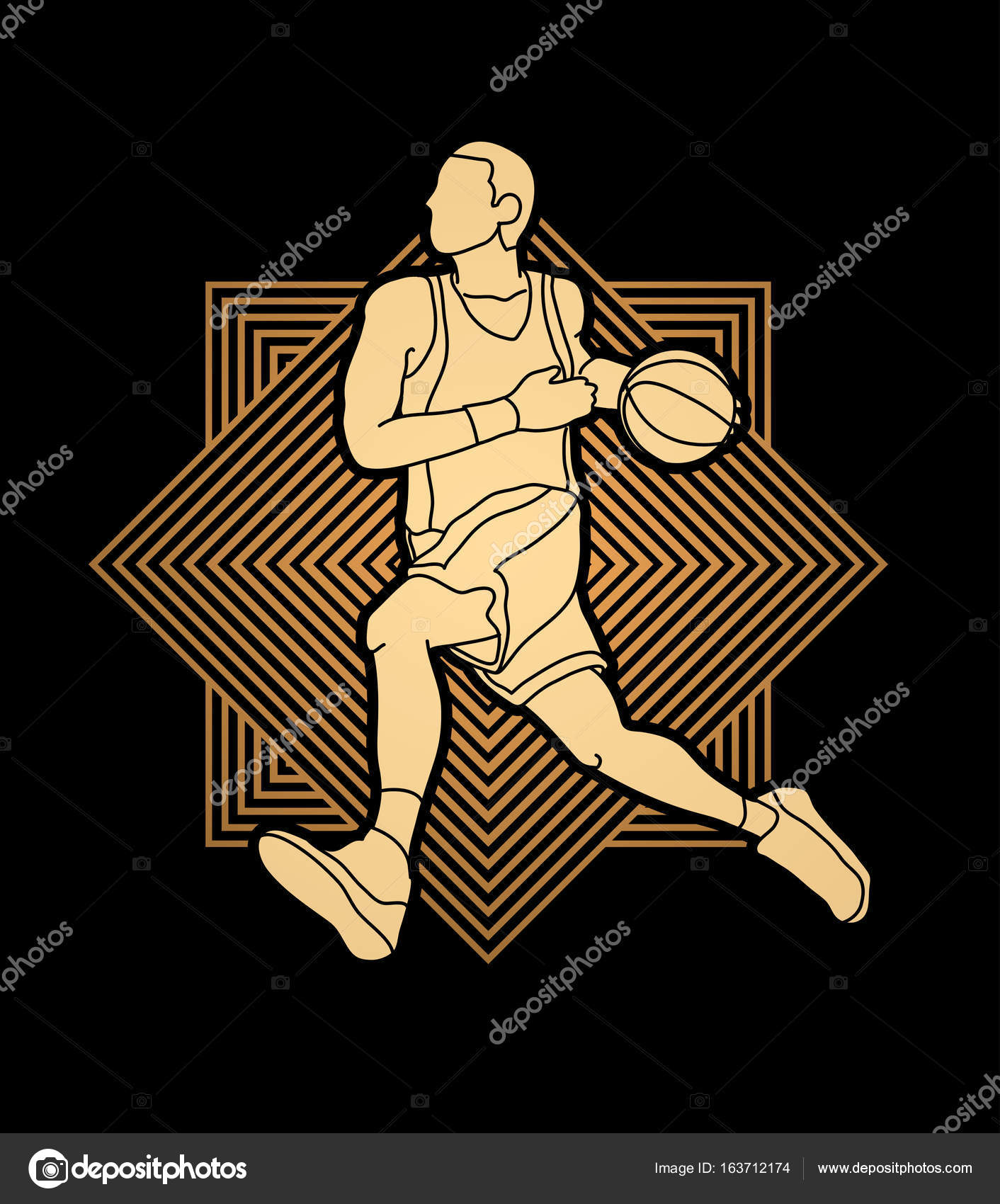 Basketball player running dripping ball Stock Vector by ©sila5775 163712174
