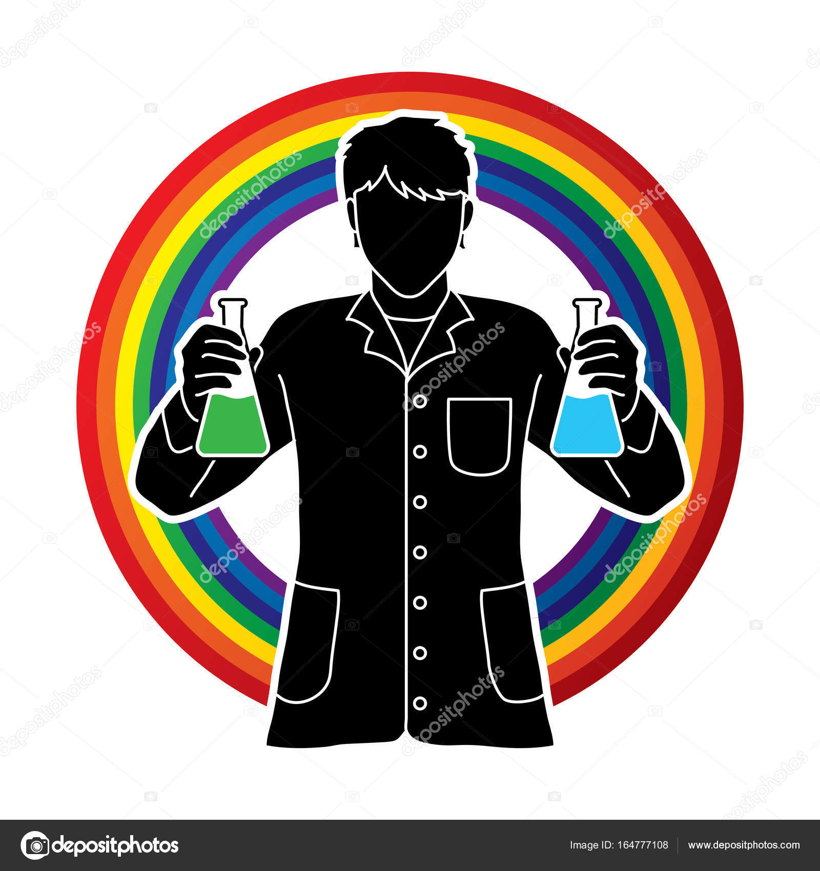 Scientist with flask chemical Stock Vector by ©sila5775 164777108