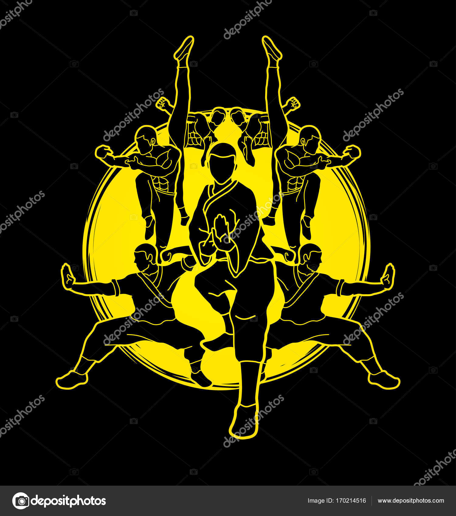 Kung fu action composition graphic vector Stock Vector Image by ...