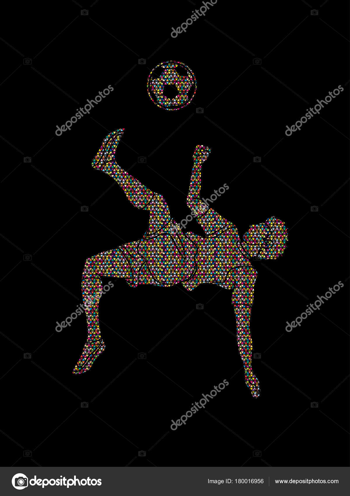 Soccer Player Somersault Kick Overhead Kick Action Designed Using Mosaic Stock Vector by ...