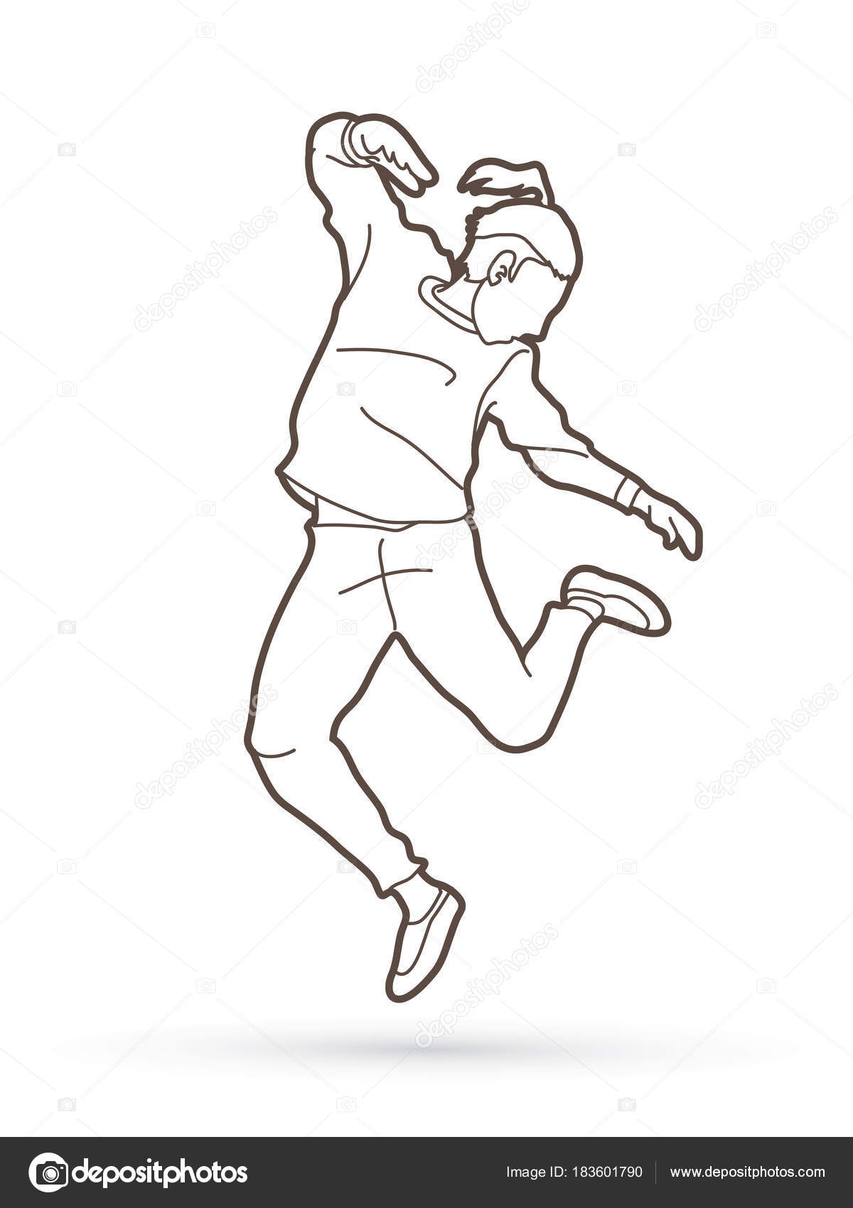 Man Dancing Action Outline Graphic Vector Stock Vector Image by ...