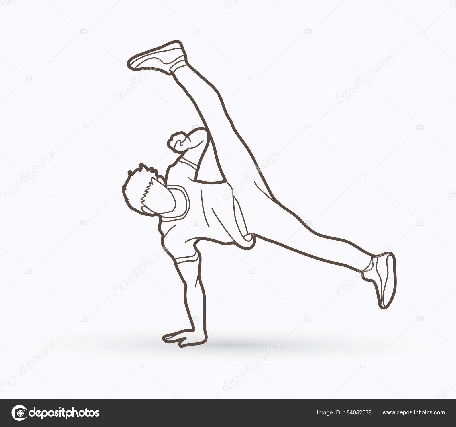 Street Dance Boys Dance Hip Hop Dancing Action Outline Graphic Stock ...