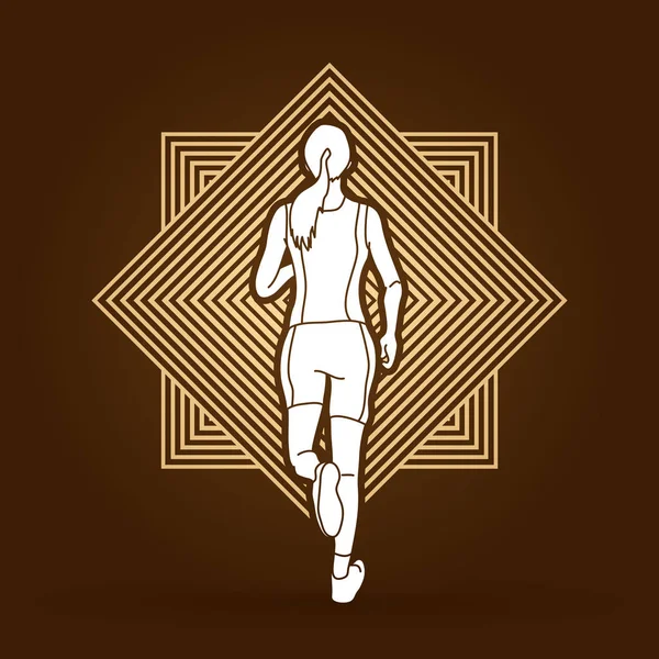 Athlete Runner Man Runner Running Designed Line Square Background ...