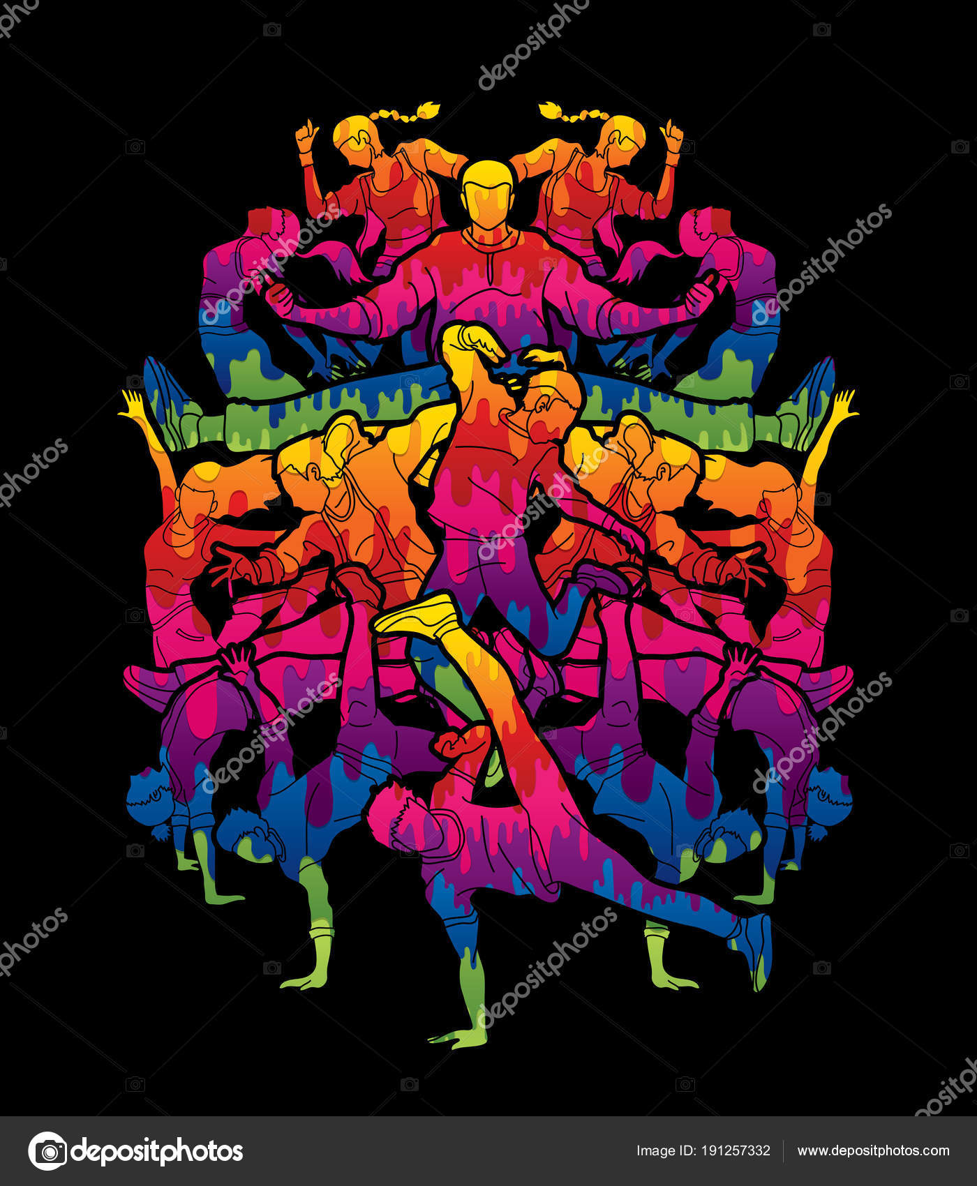 Group People Dancing Dancer Dance Together Street Dance Designed Using ...