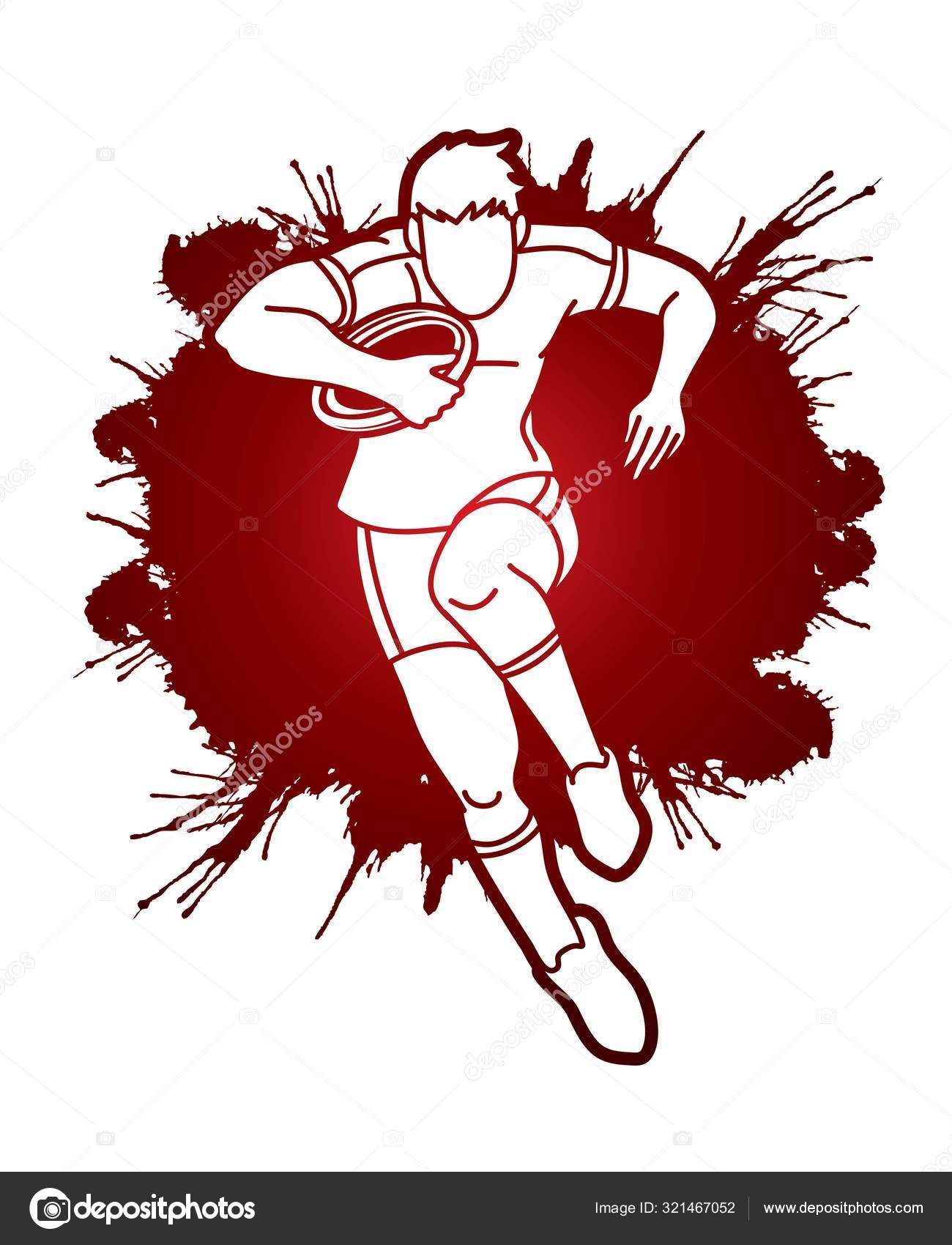 Rugby Joueur Action Dessin Animé Sport Graphique Vecteur Stock Vector ...