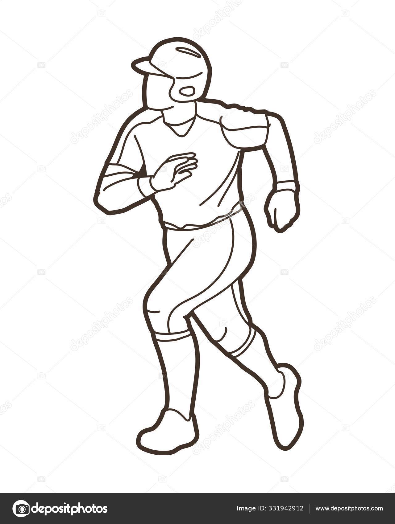 Baseball Player Running Drawing