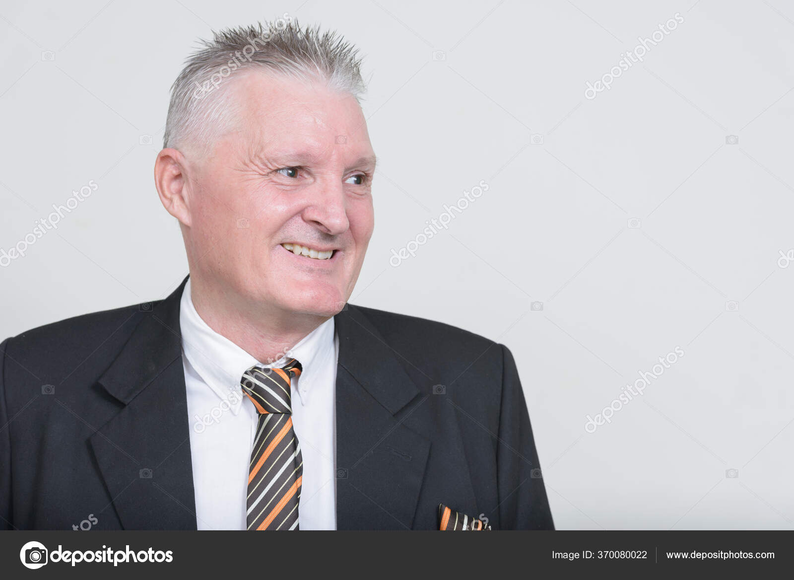 Studio Shot Senior Businessman Gray Hair Wearing Suit White Background ...