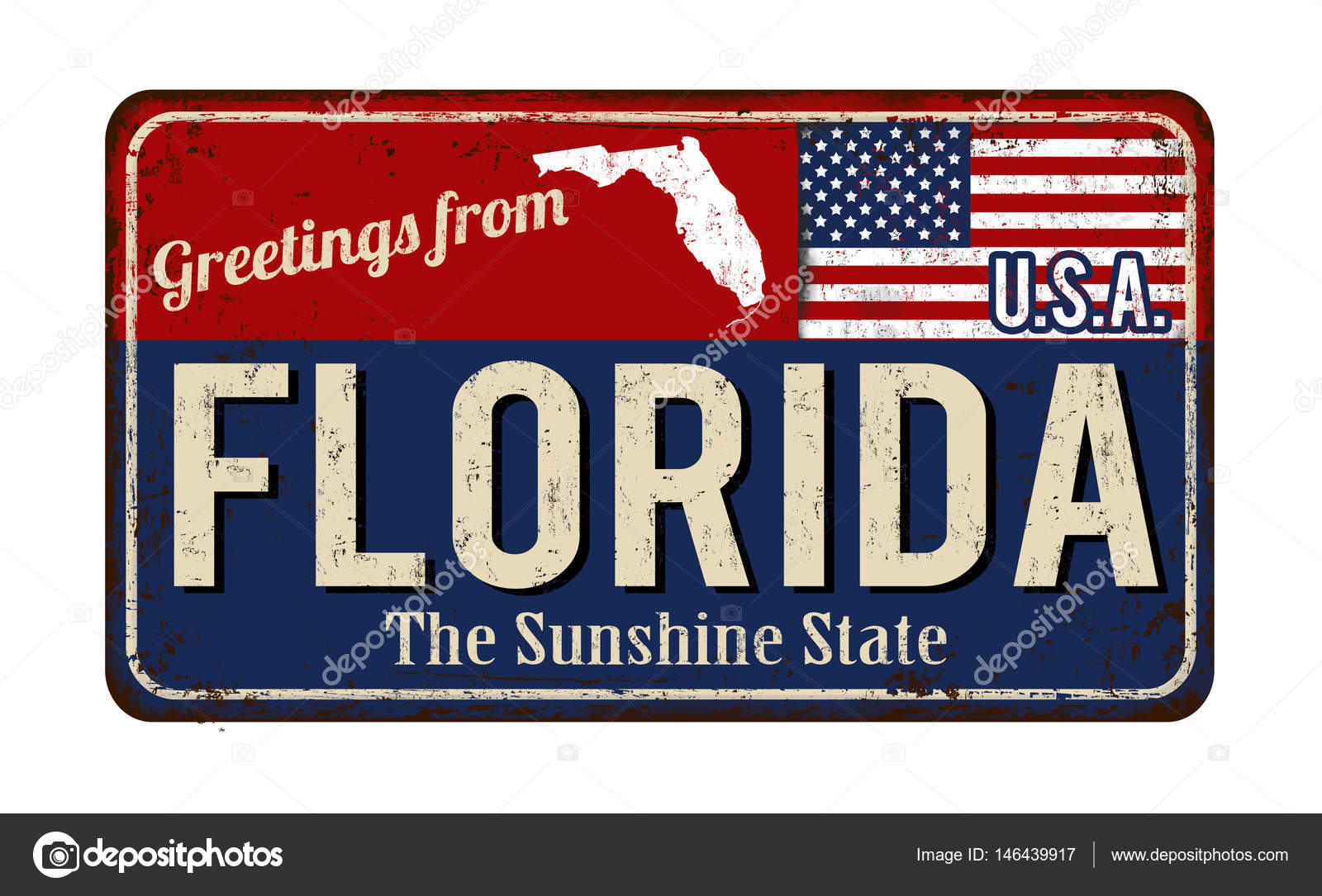 Greetings from Florida vintage rusty metal sign Stock Vector Image by ...