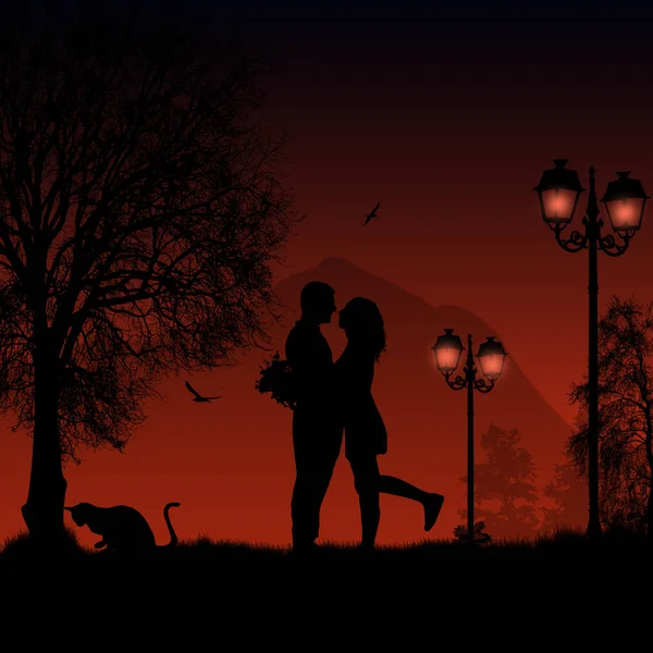 Romantic couple silhouette — Stock Vector © roxanabalint #29473413