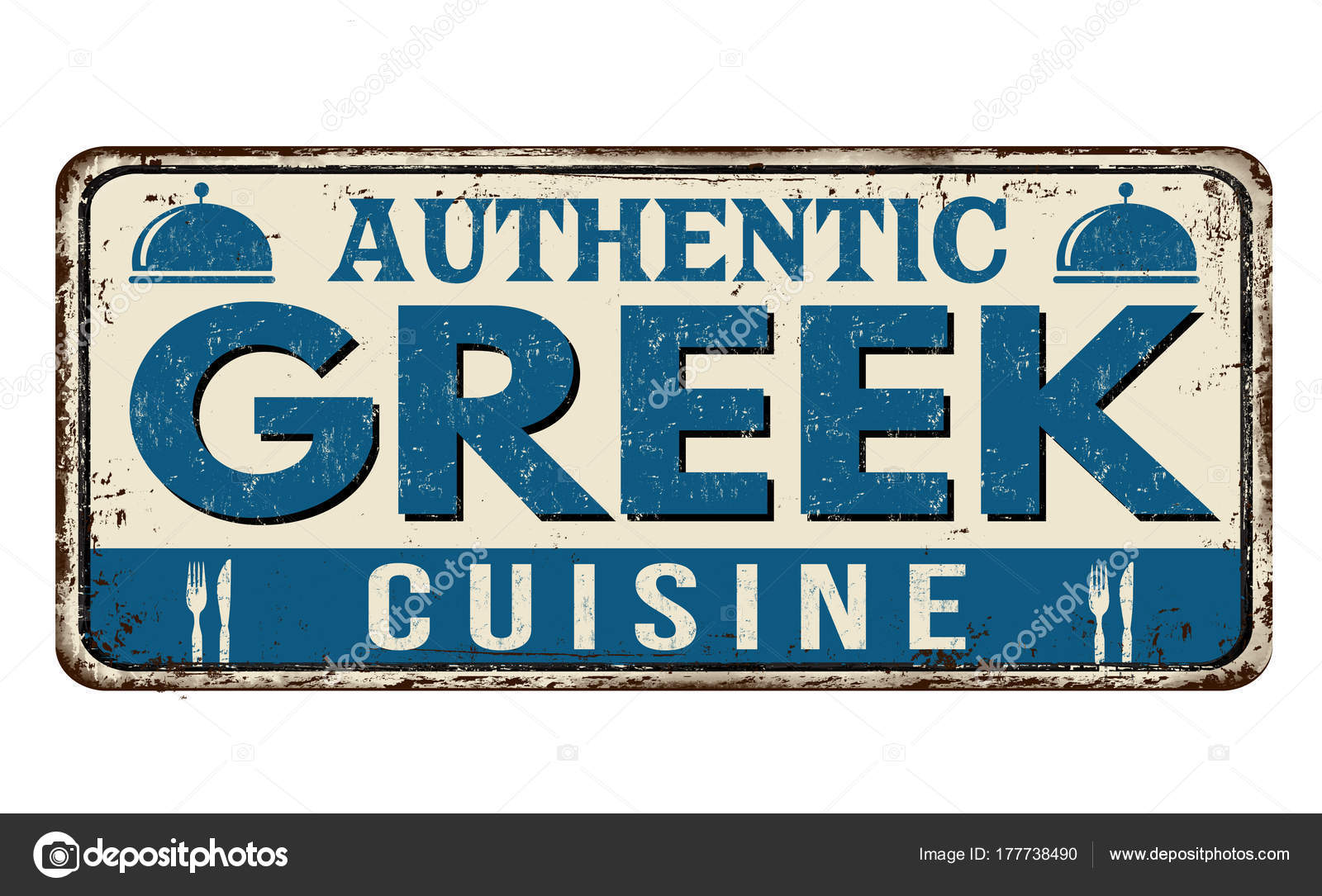 Authentic Greek cuisine vintage rusty metal sign Stock Vector by ...