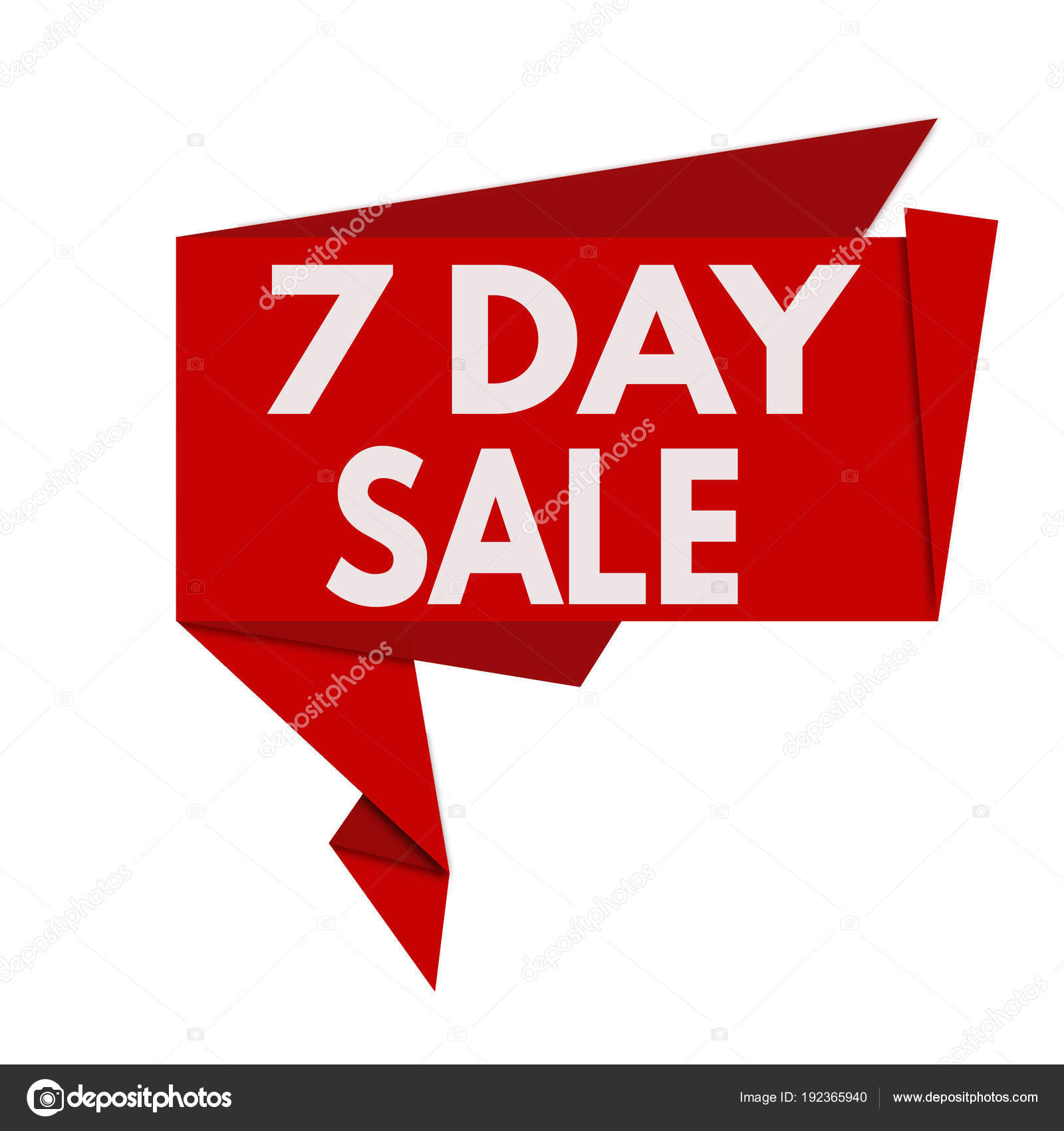 7 day sale red origami speech bubble Stock Vector Image by ...
