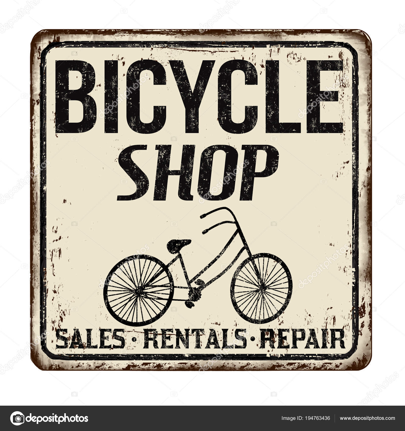 Bicycle shop vintage rusty metal sign Stock Vector by ©roxanabalint ...