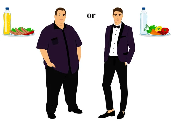 Thin and fat. Proper nutrition. From fat to thin. Stock Vector Image by ...