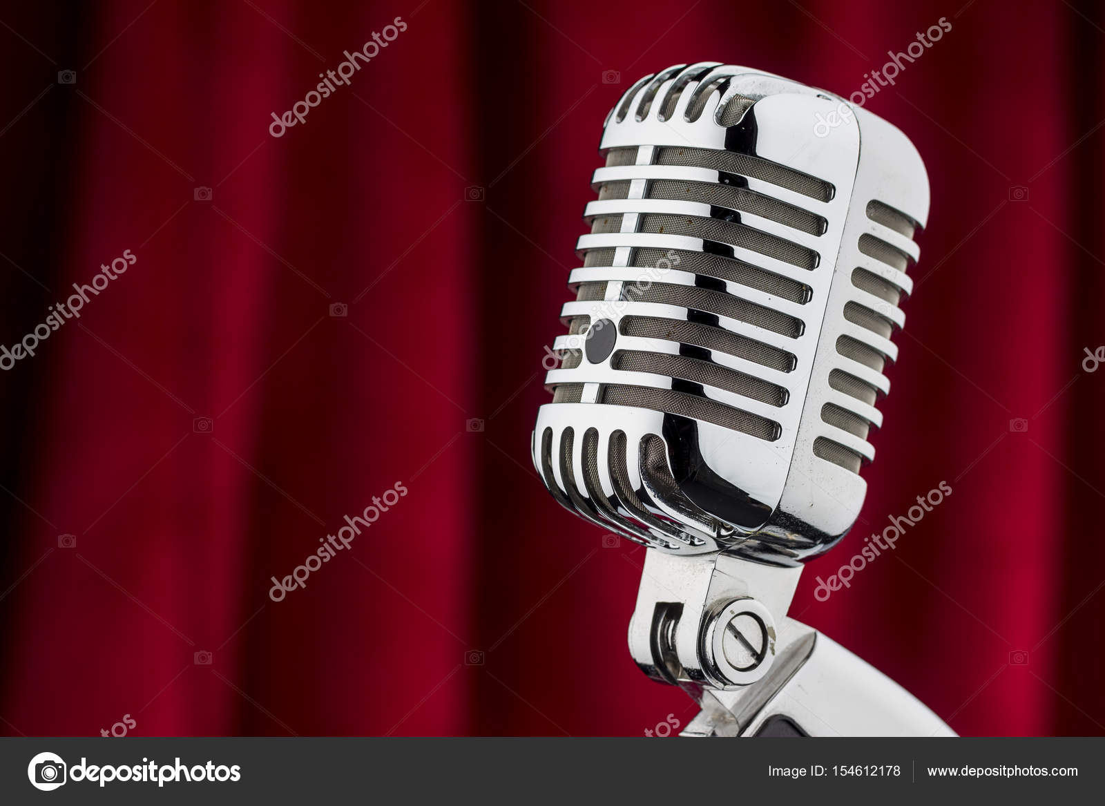 Retro microphone in front of red velvet Stock Photo by ©ginasanders ...