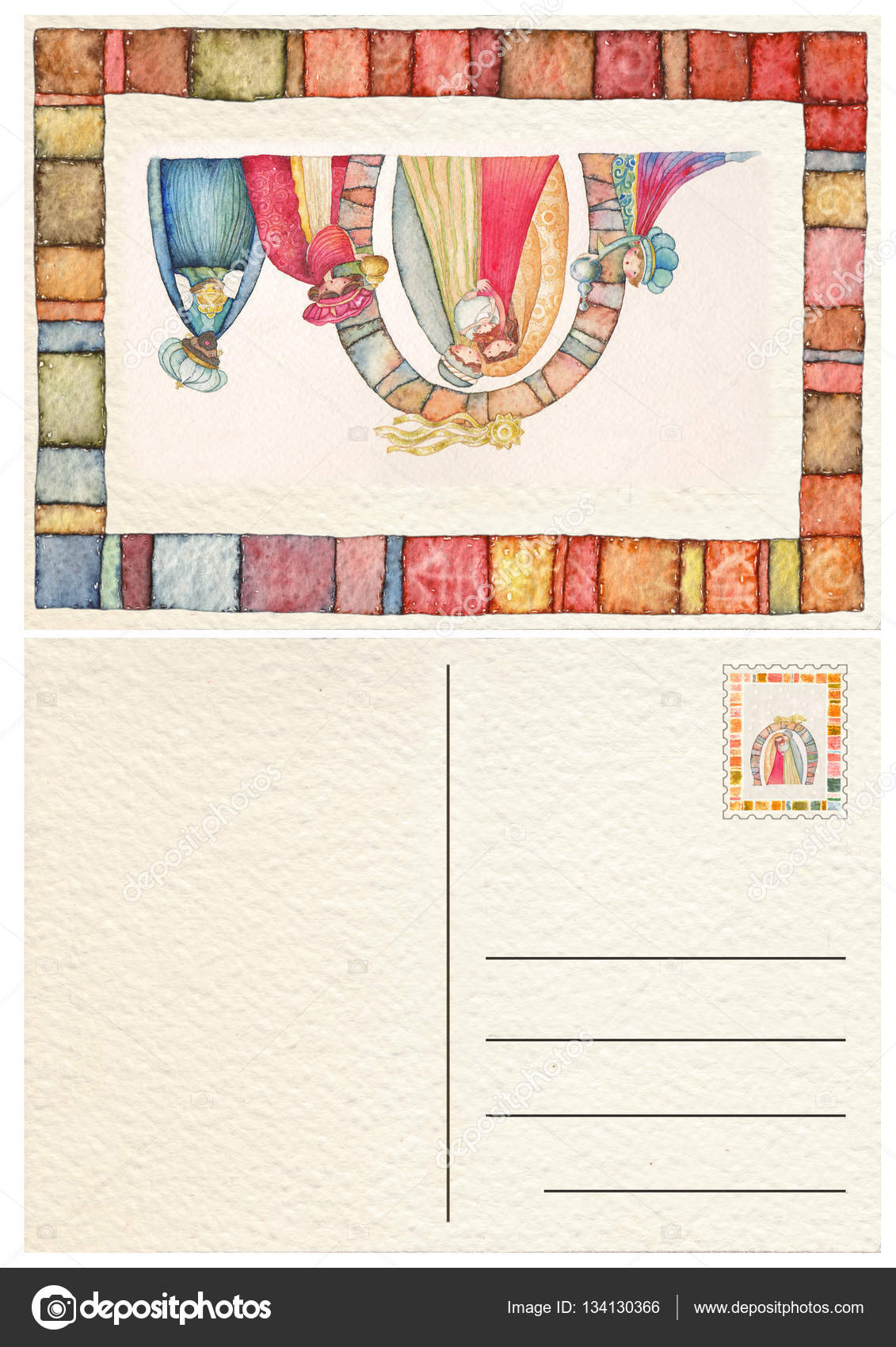 Hand drawn front- back postcard Stock Photo by ©vimasi 134130366