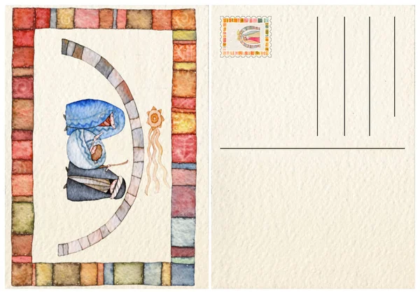 Hand drawn front- back postcard Stock Photo by ©vimasi 134130366