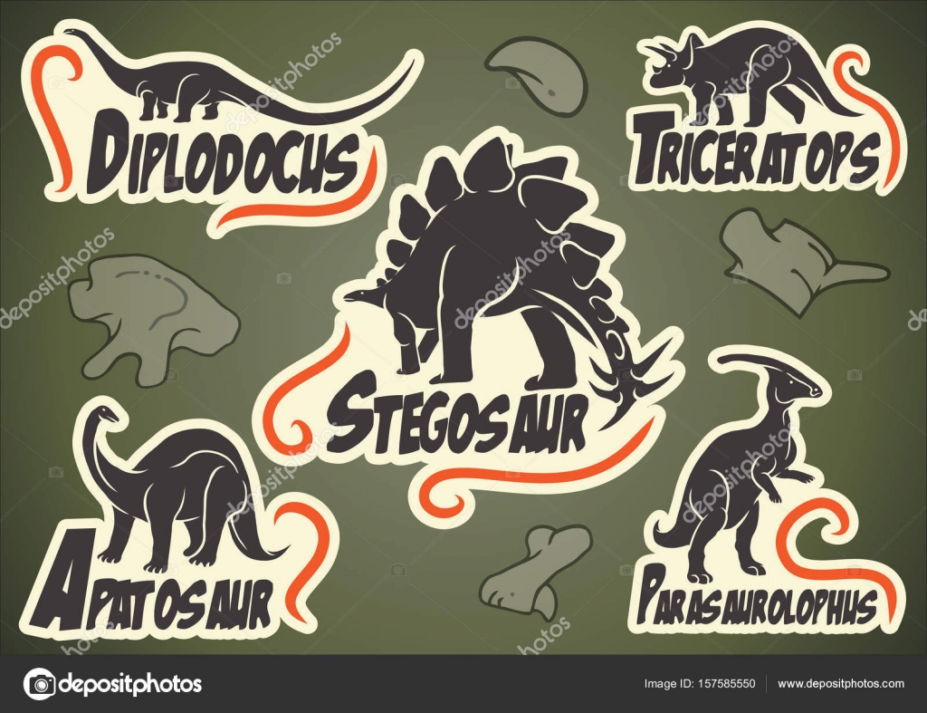 Set of customizable Dinosaur labels Stock Vector by ©vonDuck 157585550