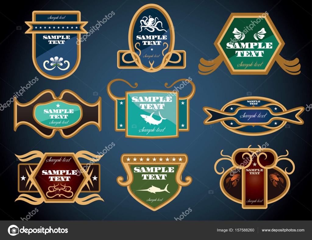 Set of customizable fish labels Stock Vector Image by ©vonDuck #157588260