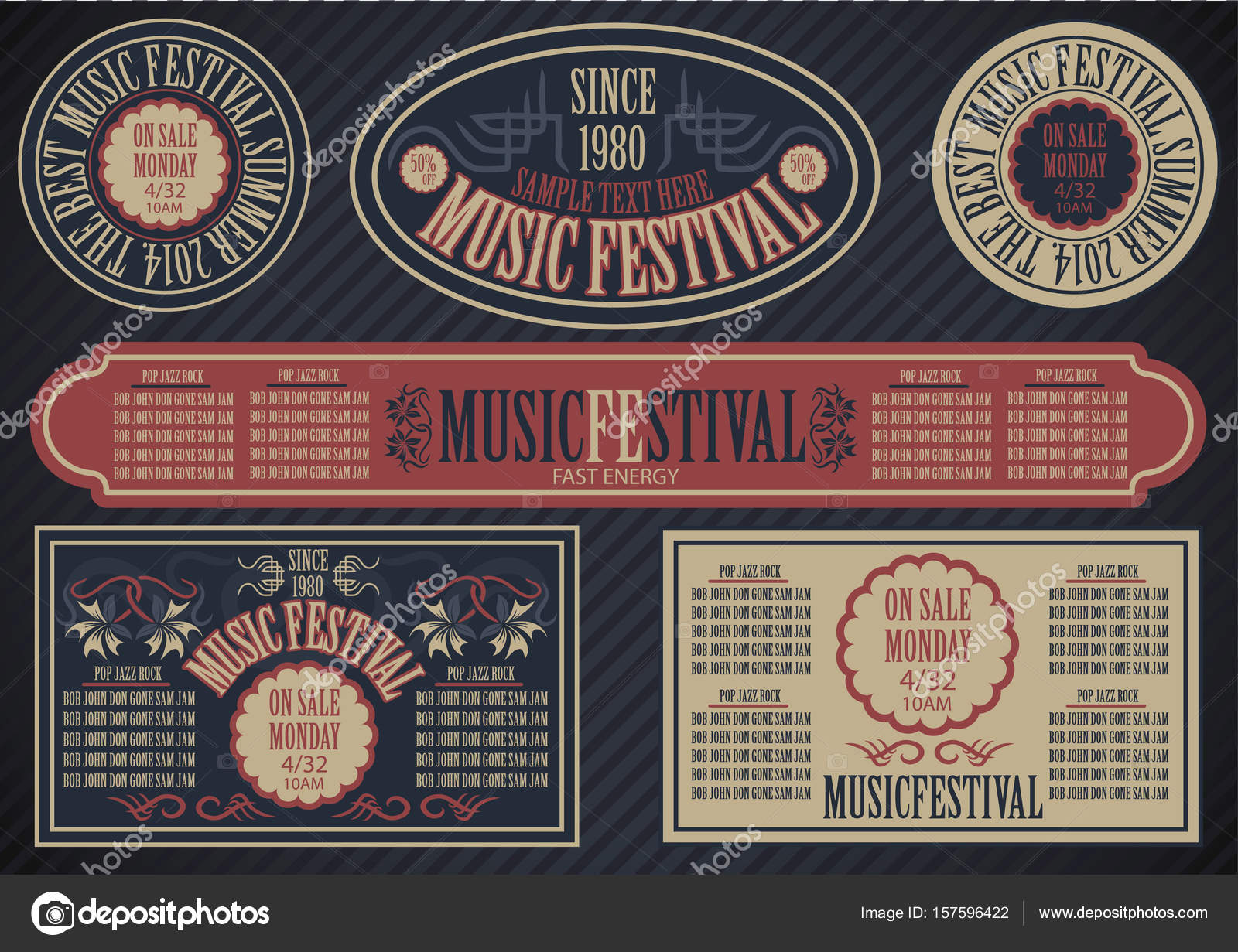 Set of customizable music labels Stock Vector Image by ©vonDuck #157596422