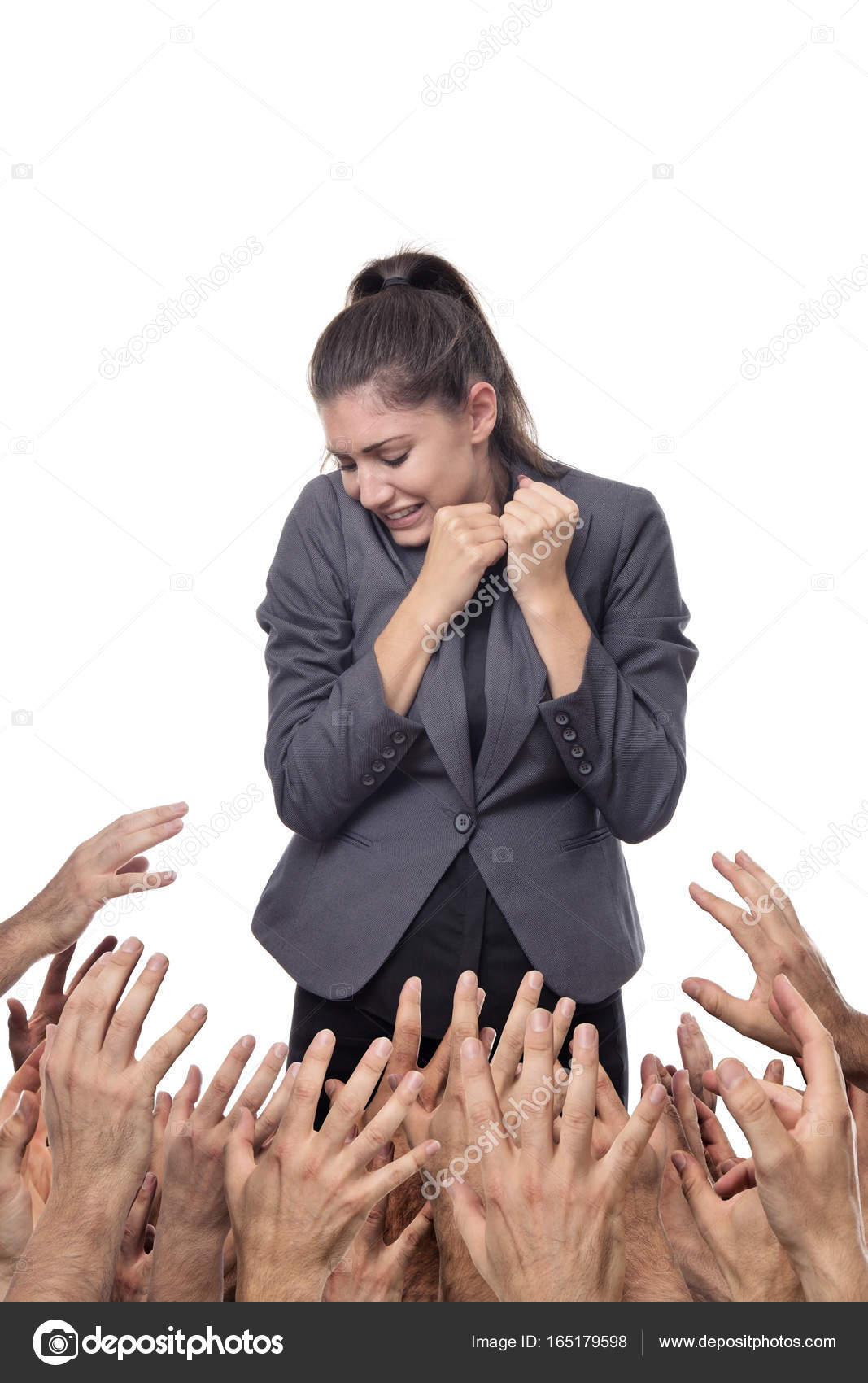 Business Woman Being Pulled Hands All Her — Stock Photo © jayfish ...