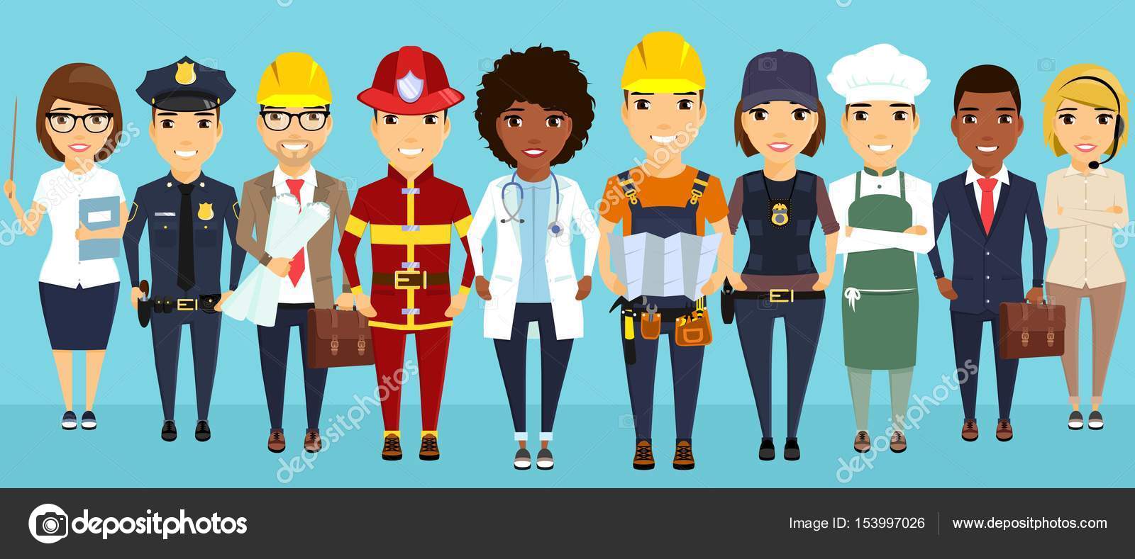 A group of workers. Stock Vector by ©DenisIllin 153997026