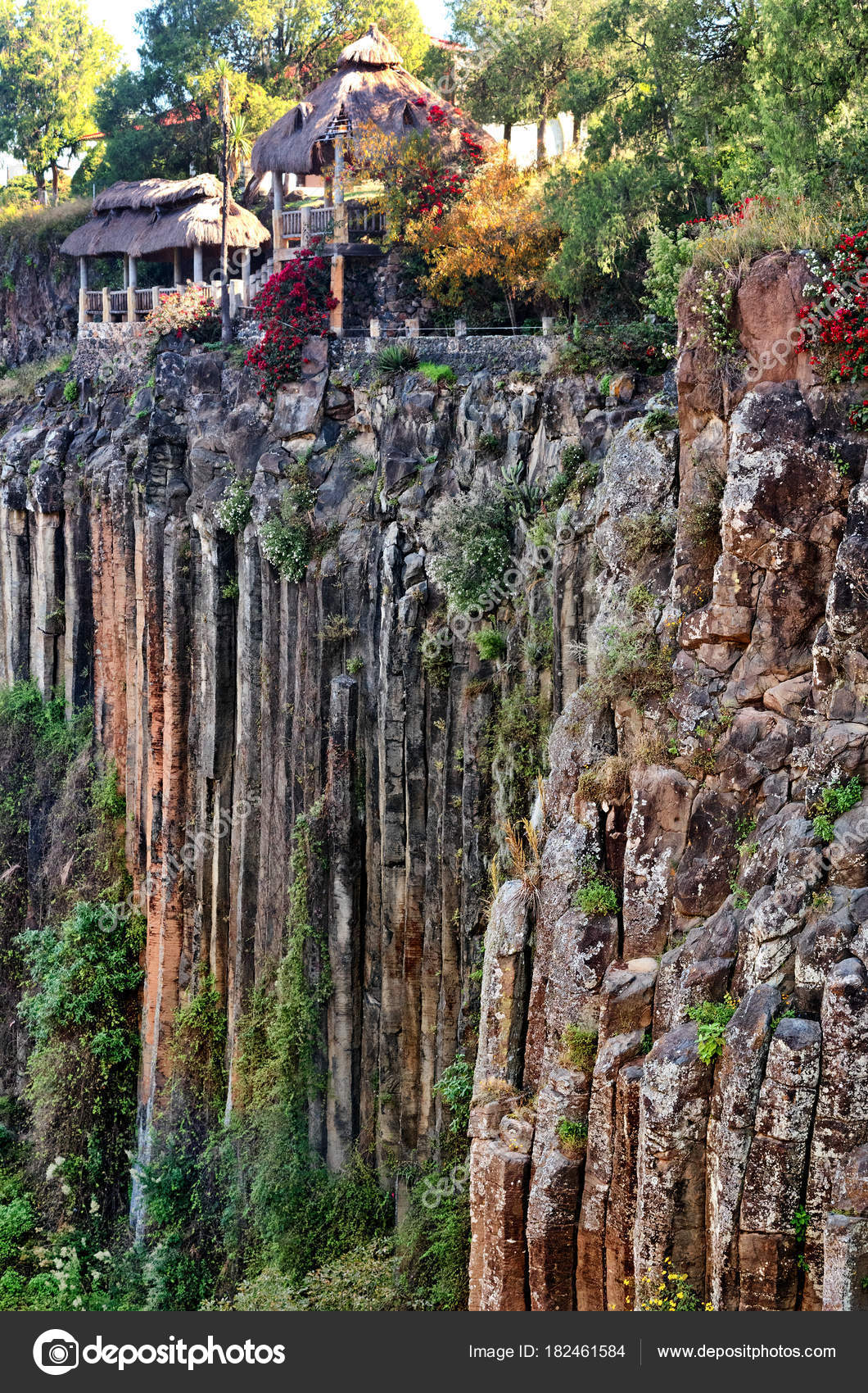 Basaltic Prisms Santa Maria Regla Tall Columns Basalt Rock Canyon Stock ...