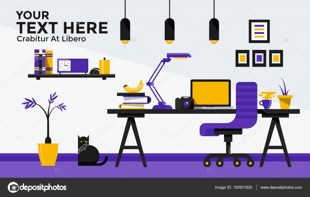 Flat design banner of Work Place Stock Vector by ©darkovujic 150931920