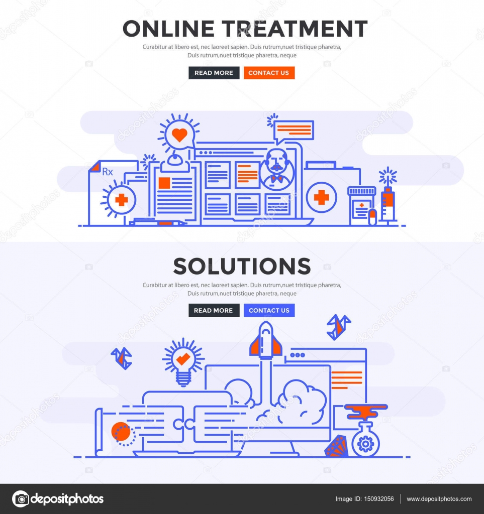 Flat design concept banner -Online Treatment and Solutions Stock Vector ...