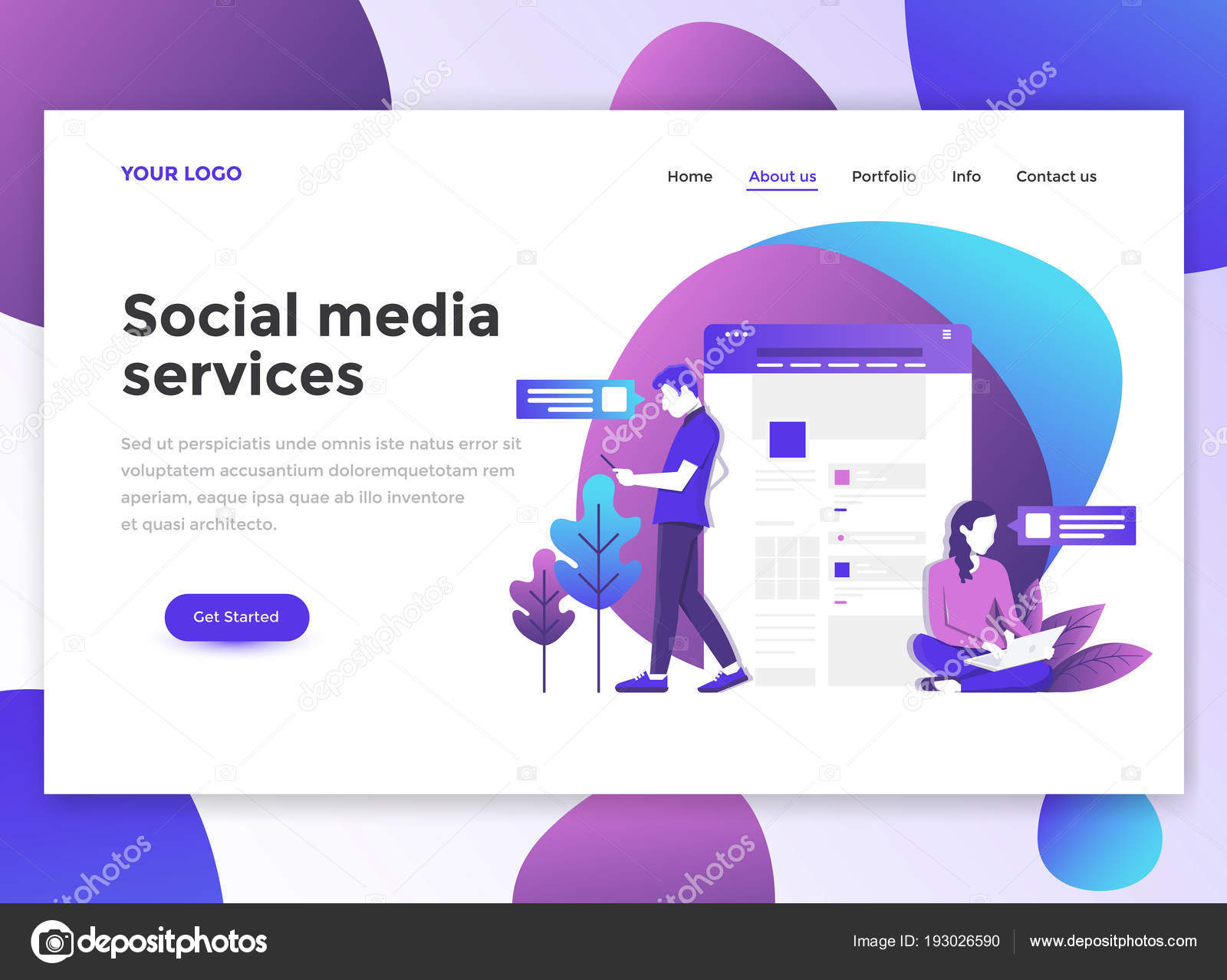 Flat Modern design of wesite template - Social Media Services Stock ...