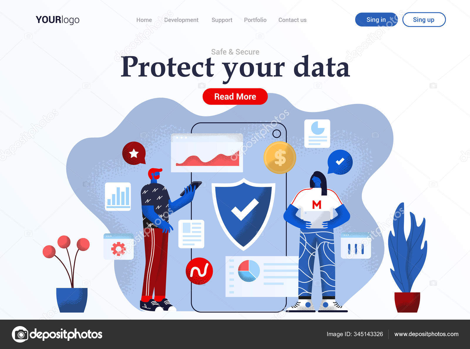 Flat Modern design Illustration of Data Protect Stock Vector by ...