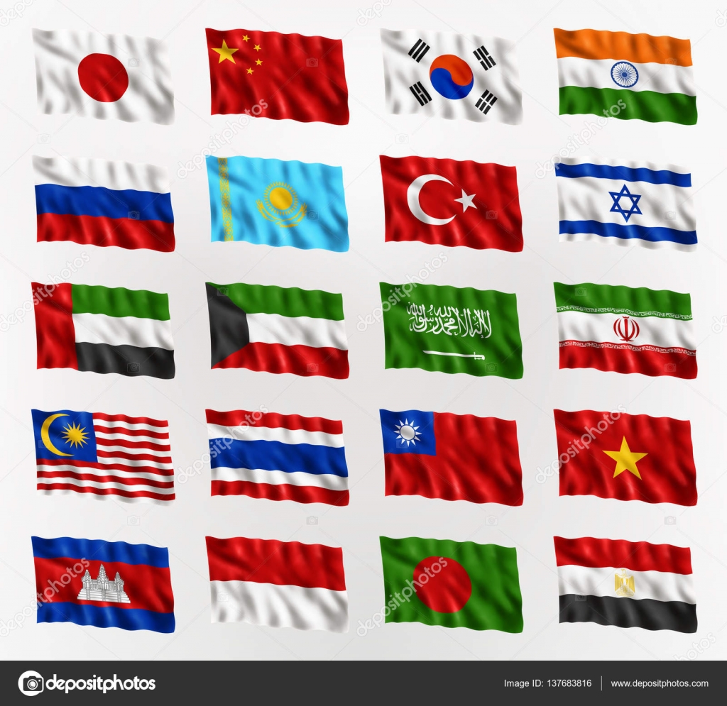 Waving Flags of Asia. Stock Vector by ©djahan 137683816