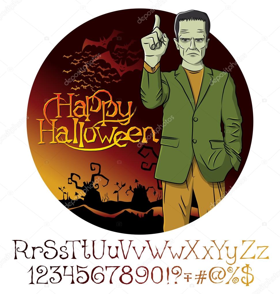 Cartoon Frankenstein font set Stock Vector Image by ©leedsn #127944428
