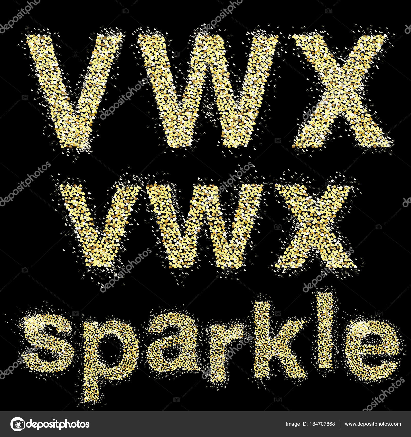Golden sparkle alphabet Stock Vector by ©leedsn 184707868