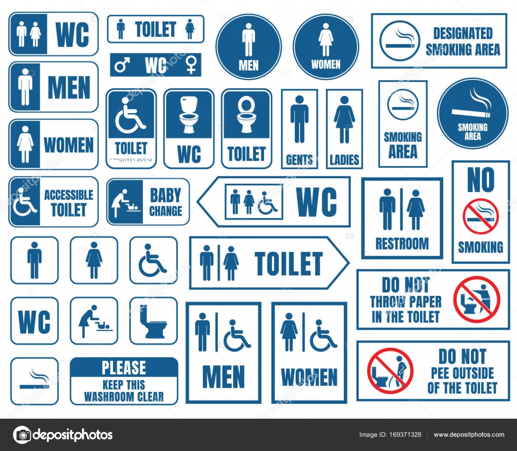 Toilet vector signs set, restroom wc stickers Stock Vector by ...