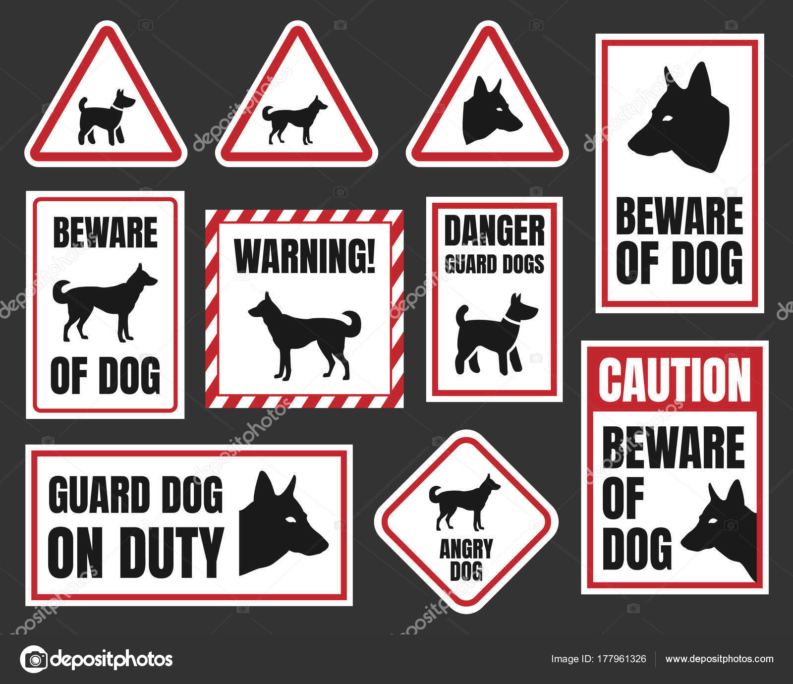 Danger dog signs, beware of dog Stock Vector by ©extracoin #177961326